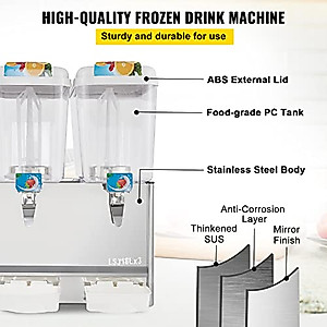 VEVOR Commercial Beverage Dispenser, 14.25 Gallon 3 Tanks Commercial Drink Dispenser, 350W Food Grade Material Stainless Steel Commercial Juice Dispenser With Thermostat Controller for Cold Drink