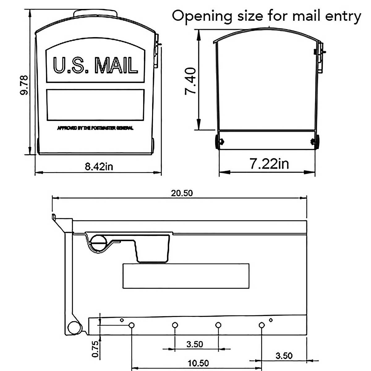 Architectural Mailboxes Patriot Plastic Post Mount Mailbox, Compatibility Code E, GMB505BAM, Black, Medium Capacity