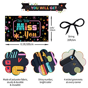 We Will Miss You Backdrop, Going Away Party Decorations, Farewell Photo Booth Props Banner for Graduation, Goodbye, Retirement Party Decorations, Sturdy, Vibrant Colors, Fabric, PHXEY