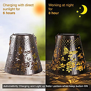 Outdoor Solar Lights Waterproof Party Garden Decor Lights Burtterfly Hanging Solar Lanterns Outdoor Waterproof Light Patio Decor Metal Gardening Gifts for Women