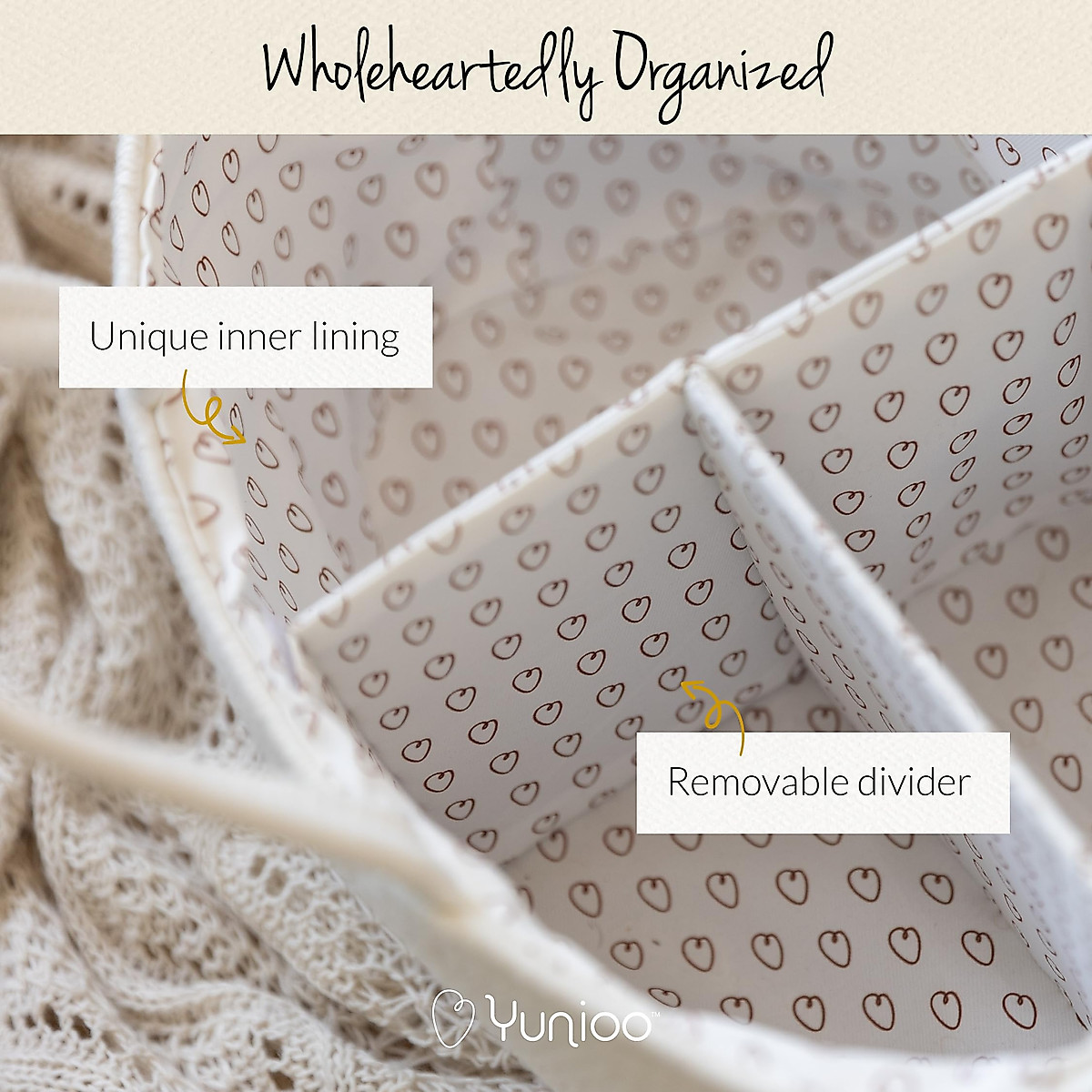 Yunioo Diaper Caddy Organizer│Changing Table Nursery Organizer│Diaper Storage for Car & Travel│Sturdy Tote Bag for Diapers and Wipes│Toys Bag│Baby Changing Basket│Brick