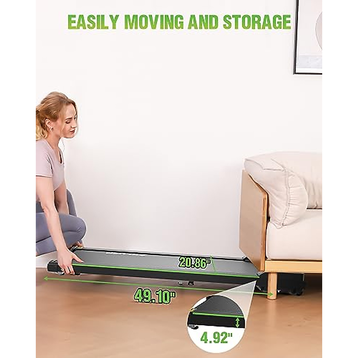 Walking Pad, AKLUER 2 in 1 Walking Pad Treadmill, 2.25 HP Under Desk Treadmill with 265 Weight Capacity, Portable Walking Treadmill for Home, Office, Light Weight Electric Walking Jogging Machine