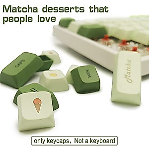 Matcha keycaps PBT 124 Keys XDA Profile Dye Sublimation ANSI Layout Set Japanese keycaps for Gateron Kailh Cherry MX Switches Mechanical Gaming Keyboards