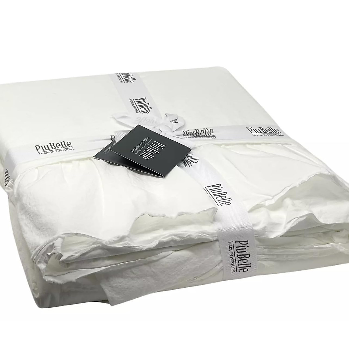 Piubelle Piu Belle Portugal Luxury Queen Size 3 Piece White Ruffle Duvet Cover Set Premium Quality 100% Cotton Shabby Chic Style