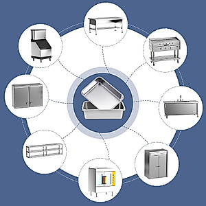 Tiangrid Stainless Steel Commercial Bus Tubs Box Tote Box Dishwashing Tubs, Utility Tub, Meat Prep Tub (2, 13 L)