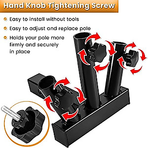 Universal Hitch Mount 3 Flag Pole Holder for Jeep SUV RV Pickup Car Truck Camper Trailer with Standard 2 inch Hitch Receivers Bracket with Anti-Wobble Screw (Black 3 Flagpoles)