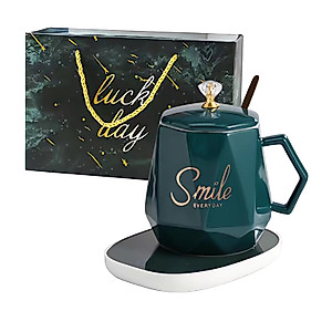 MWNAGO Coffee Mug Warmer for Desk, Electric Coffee Warmer for Desk with Auto Shut Off, Smart Cup Warmer Set with Cup for Heating Coffee, Beverage, Milk, Tea and Hot Chocolate as Gift (green)