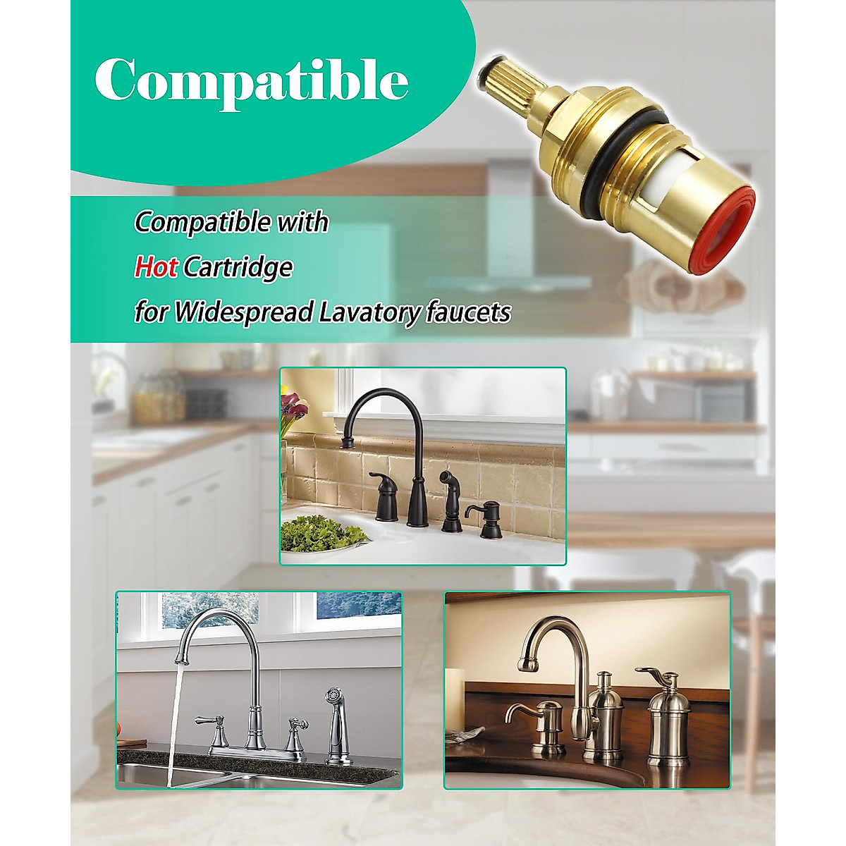 9.13146 Faucet Cartridge Fits For Perrin & Rowe (ROHL),Hot Ceramic Cartridge Faucet Parts,Temperature 40F-140F,Pressure 20PSI-125PSI