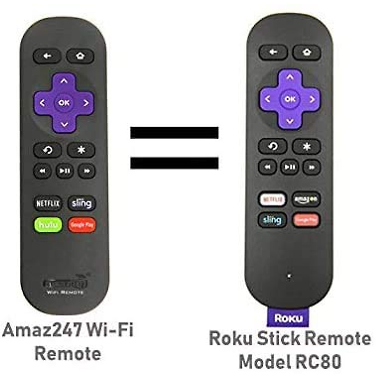 Amaz247 Wi-Fi Remote for Roku Streaming Stick (3500r, 3500rw, 3600, 3800, 3810), Roku 3 (4200r), Roku 2 (2720r),Roku Ultra, Roku Premiere, Roku Express (3900X), Roku Express+