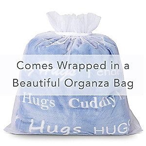 BlankieGram “Hugs” Plush Throw Blanket- Inspired Gift Ideas for The Entire Family, Comfort Gifts, Blue