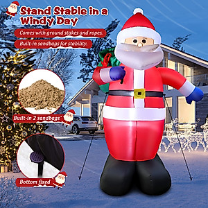 8 FT Christmas Inflatable Santa Claus Outdoor Decorations, Blow Up Santa Claus with Gifts Bag, Giant Santa Carrying Present Sack, Built-in LED Light, Xmas Outside Decor for Front Back Yard Garden Lawn