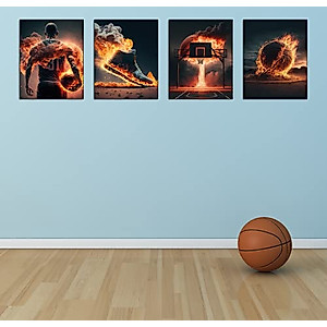 Basketball Wall Art Prints Basketball Stars Wall Art Set of 4 Unframed (8''x10'') Basketball Room Decor Basketball Wall Decor Basketball Boys Bedroom Decor Basketball Wall Art Sports Poster Basketball Man Cave Decor