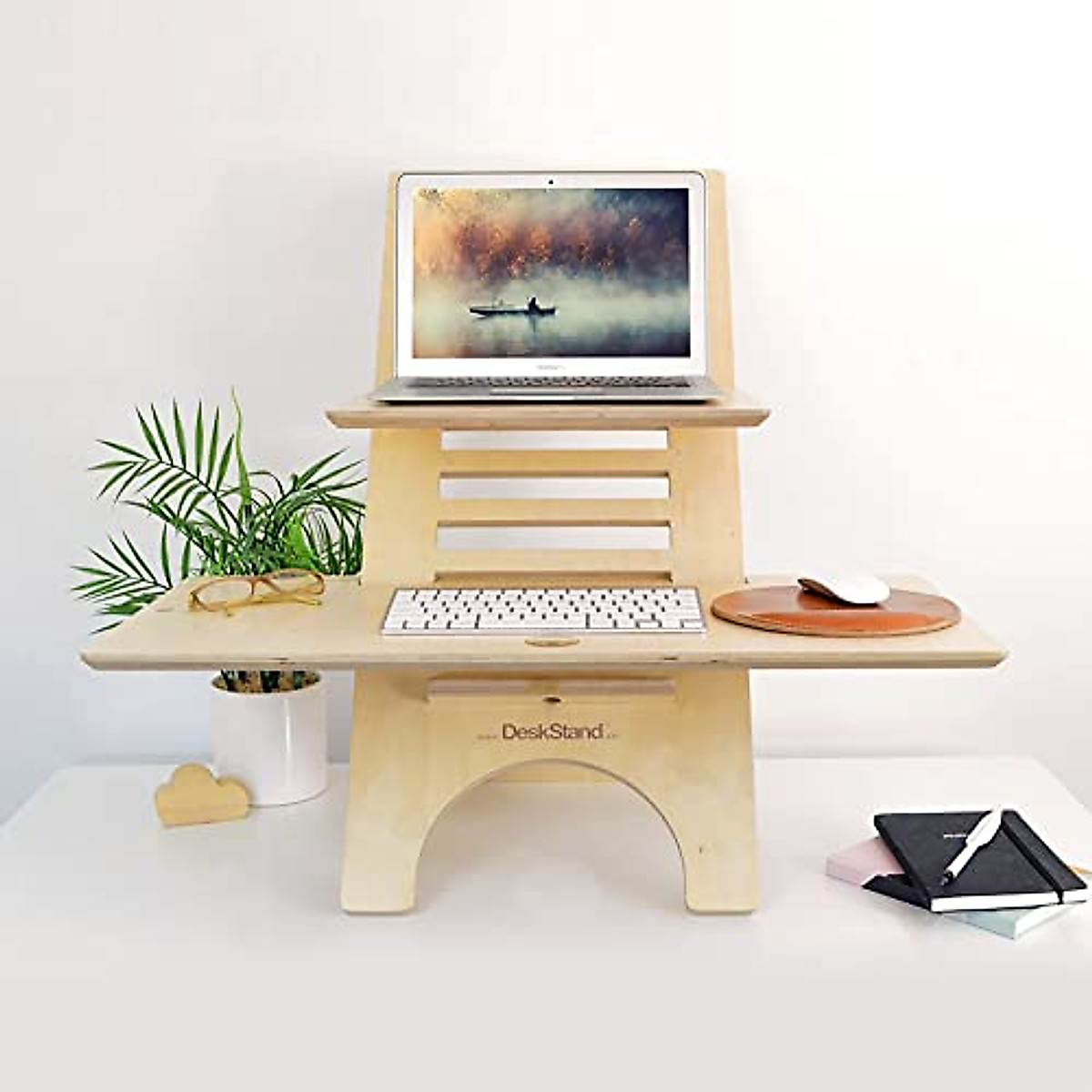 DeskStand Original Standing Desk Height Adjustable Sit-Stand Desk Converter, Ergonomic Furniture