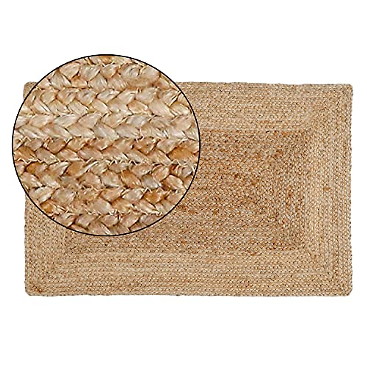 Bedding Craft Hand Woven Farmhouse 2x3 Ft Tightly Braided Chindi and Jute Rug 24x36 Natural – Reversible Durable Sustainable for Home Décor