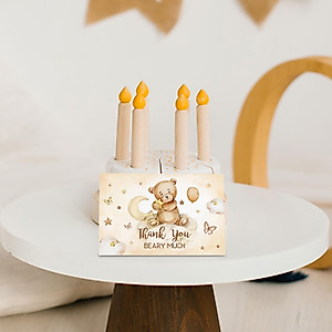 Whaline 24 Packs Bear Thank You Cards Brown Cute Bear Greeting Cards Thank You Beary Much Blank Note Cards with Envelopes and Stickers for Wedding Baby Shower Birthday Party Supplies, 4 x 6 Inch