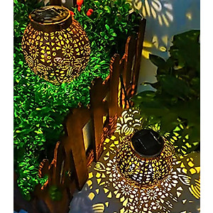 Butterfly Hanging Solar Lanterns Retro Solar Lights with Handle, Outdoor Solar Garden Lights Decor Metal Decorative Garden Lights for Patio, Lawn, Porch, Backyard Christmas Day…