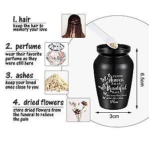 Small Urns for Human Ashes Aluminium Mini Keepsake Urn Butterflies Small Cremation Urns for Ashes Memorial Ashes Keepsake-I Know Heaven is A Beautiful Place Because They Have My Mom