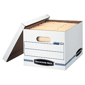 Bankers Box STOR/FILE Storage Boxes, Standard Set-Up, Lift-Off Lid, Letter/Legal, 4 Pack (0070308)