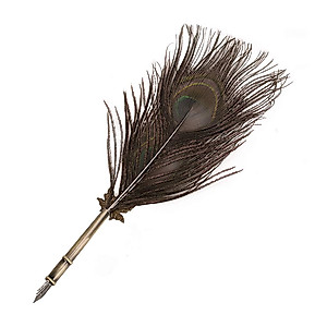 RUIXIA Vintage Feather Dip Pen Antique Calligraphy Handmade Quill Set Writing Ink with 5 Replacement Nibs for Christmas Birthday Wedding Anniversary Halloween Thanksgiving