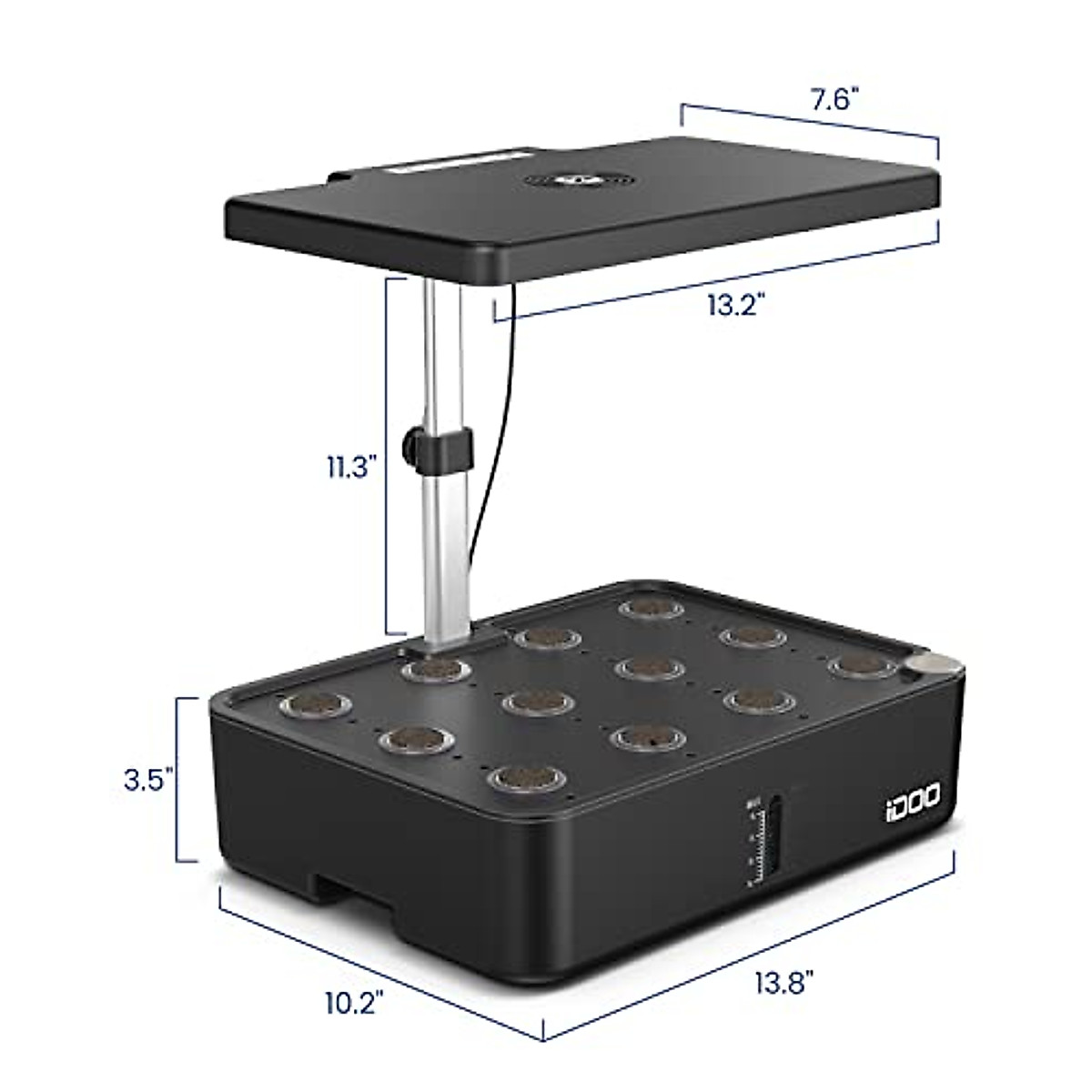 iDOO Hydroponics Growing System 12Pods, Indoor Garden with LED Grow Light, Plants Germination Kit, Built-in Fan, Automatic Timer, Adjustable Height Up to 11.3" for Home, Office
