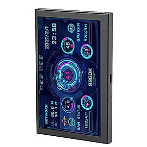 Computer Temperature Monitor, Stepless Brightness 5 Inch CPU Data Monitor Design Editor for CPU