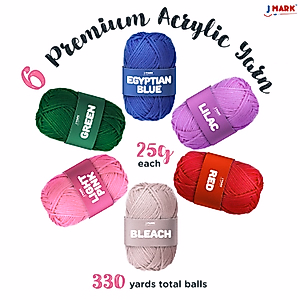 J MARK Crochet Kit for Beginners – Complete Crocheting Set with Acrylic Yarn and Accessories