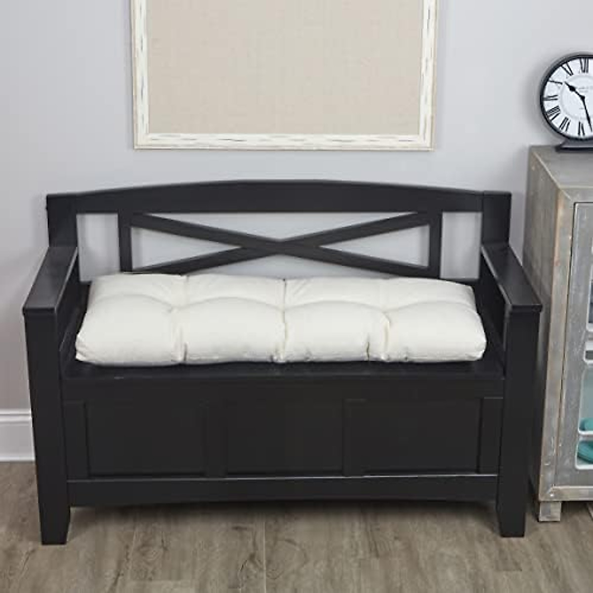 Klear Vu The Gripper Omega Non-Slip Tufted Bench Cushion for Indoor Furniture, Entryway Storage, Bay Window, Corner Nook or Piano Seat, 35 Inches, 01 Ivory