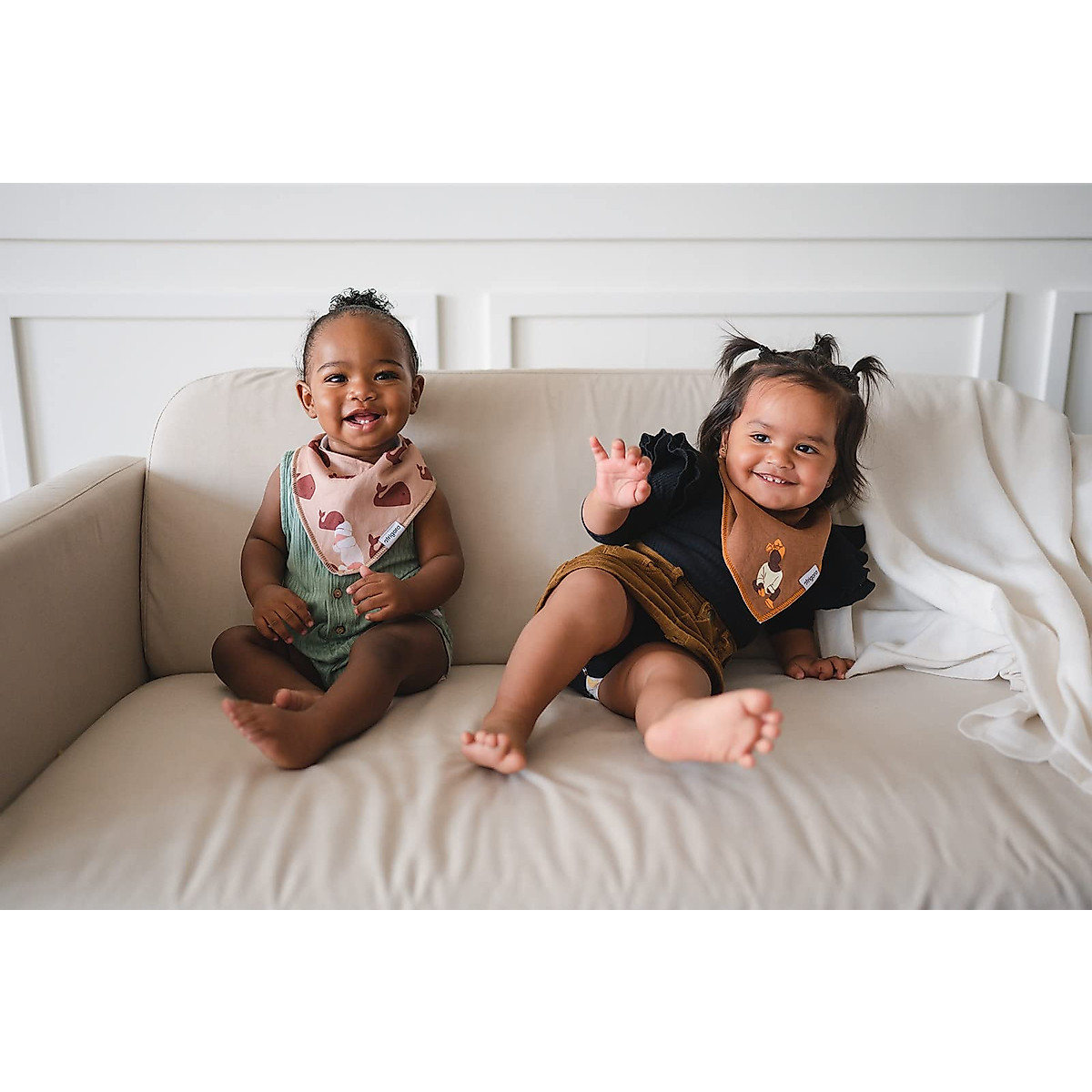 Afrigora Brown Baby Bandana Bibs For Girls 5-Pack 100% Organic Cotton Drooling Teething Newborn 0-6 months Infant 6-18 months Toddler 18-36 month