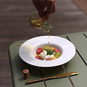 Bormioli Rocco Set Of 2 Country Home Olivia Oil Bottle, 7-ounce Cruet With All Natural Cork Lid, Blue-green Tinted Star Glass, Elegant And Floral Design, Made In Italy.