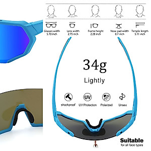 BangLong Cycling Polarized Sports Sunglasses for Men Women with 3 Interchangeable Lens Sports Golf Baseball Running Glasses