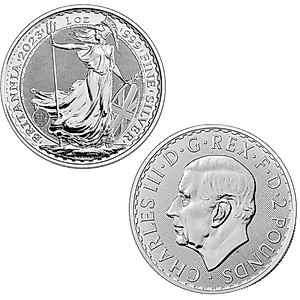 2023 UK Great Britain King Charles 1 oz Silver Britannia Coin 999 2 Pounds Brilliant Uncirculated New