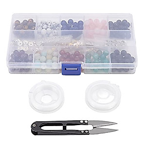 Natural Stone Beads, 240 Pcs Natural Crystal Jewelry Beads, 8mm Round Stone Beads,10 Styles Multicolors,Crystal Chips Gemstone Beads Kit for Jewelry Making