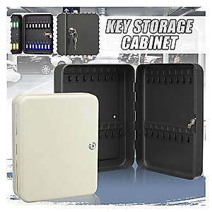 Hardware Tools Kit Wrench All Purpose Tool Box 36Pcs Key Cabinet Storage Tool Box Lockable Security Metal Iron Hook Box Wall Mounted Case Professional Watch Repair (Color : Black)