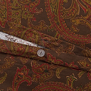Classical Paisley Duvet Cover 3pc Set Bohemian Bedding Boteh Damask Medallion 400TC Egyptian Cotton Sateen Luxury European Traditional Boho Style Bed Linen (Deep Autumn, Super King)
