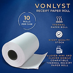 Vonlyst Receipt Paper for Clover Mini and Clover Mobile Thermal Printer 2 1/4 x 80 (10 rolls)