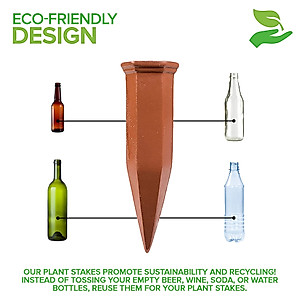 Modern Innovations Ceramic Terracotta Self Watering Spikes (10 Pack) Vacation Automatic Plant Waterer Devices, Indoor/Outdoor Planter Insert, Terra-Cotta Stakes for Potted Plants, Auto-Water System