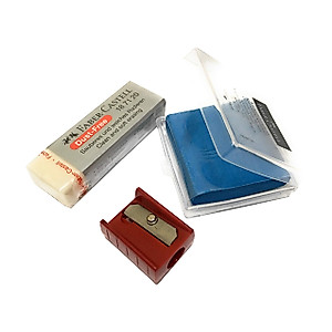 Faber-Castell 9000 Graphite Sketch Pencil Art Set (8B - 2H) with Kneaded Art Eraser, Large Dust Free Eraser and Sharpener