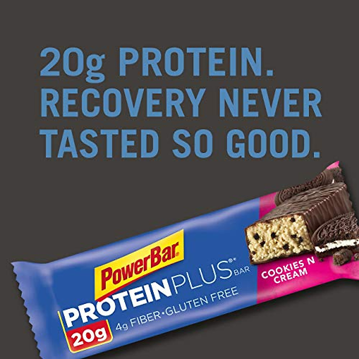 PowerBar Protein Plus Bar, Cookies & Cream, 2.12 Ounce (15 Count)
