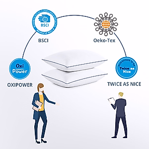 puredown® White Goose Feather and Down Pillows, 2 Pack Luxury Bed Pillows for Sleeping with 100% Cotton Cover, King Size