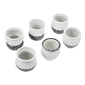 Yardenfun 6pcs White Planter Succulents Ceramic Office Adorable Flowers Containers Black Outdoor Glazed Garden for Porcelain Bonsai Balcony Nursery Pots with Tiny Mini Gardening