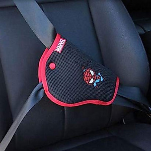 Marble Hero Kids Car Seat Safety Belt Cover, 1P, Spider Man Black#