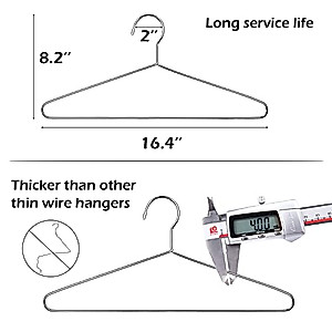 KEETDY 50 Pack Metal Hangers Coat Hangers Heavy Duty Stainless Steel Clothes Hanger for Closet Clothing Shirt Suit Pant 16.4 Inch