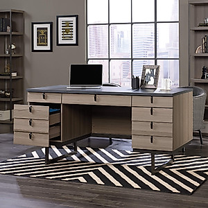 Sauder International Lux Executive Desk, L: 60.0" x W: 28.98" x H: 30.0", Diamond Ash Finish