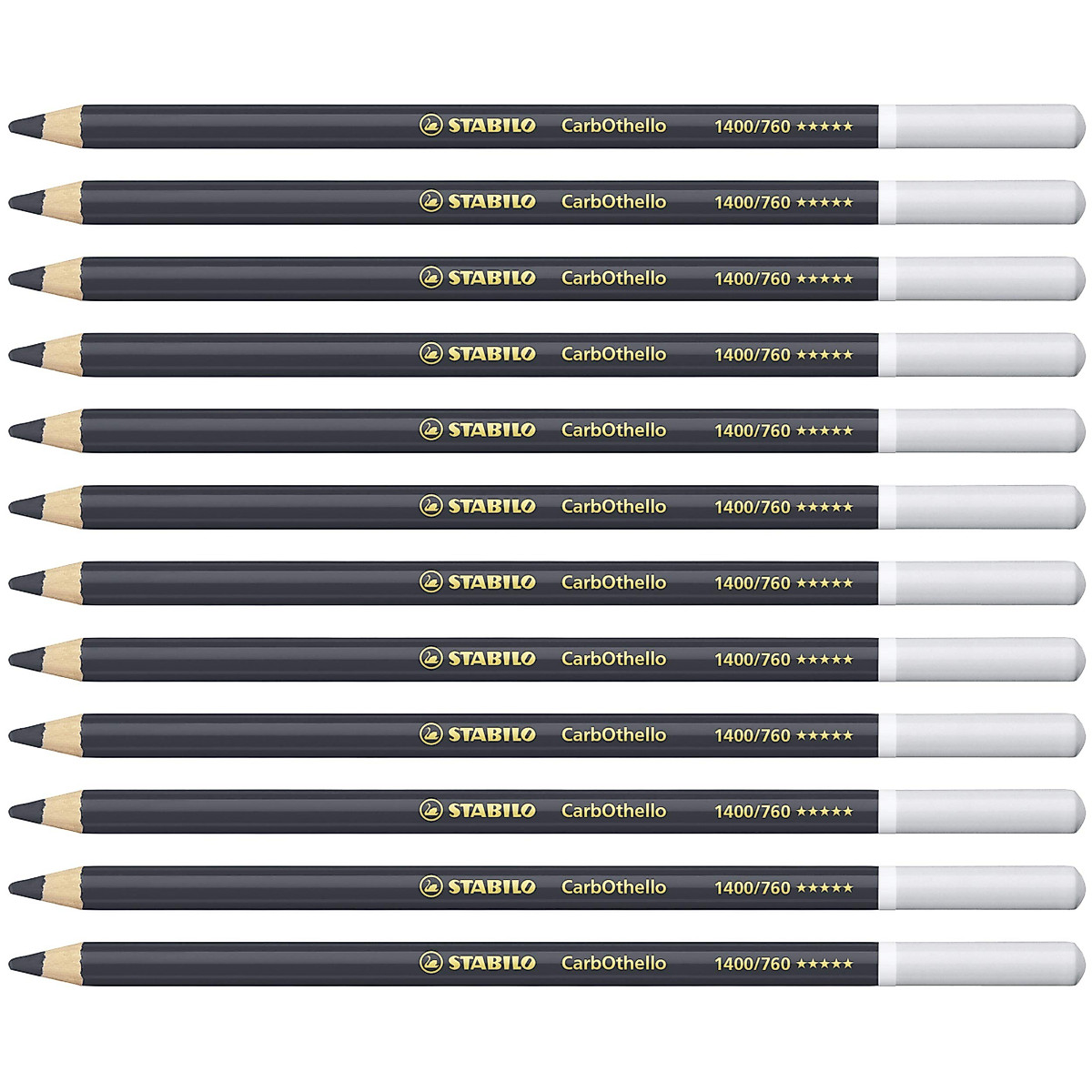 STABILO CarbOthello Pastel Chalk Pencils - Neutral Black (Box of 12)