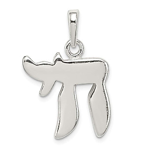 Solid 925 Sterling Silver Chai Pendant Charm 19mm