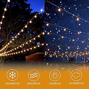 WOOLZ 50FT Led Outdoor Patio Lights with 24+1(Spare) 1W Dimmable Shatterproof G40 Bulbs, Waterproof Outdoor String Lights for Garden, Bistro, Cafe, Pergola and Porch.