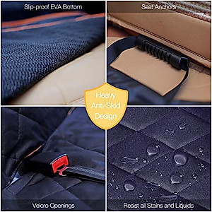 iBuddy Dog Car Seat Covers for Back Seat of Cars/Trucks/SUV, Waterproof Dog Car Hammock with Mesh Window, Side Flaps and Dog Seat Belt, Durable Anti-Scratch Nonslip Machine Washable Pet Car Seat Cover