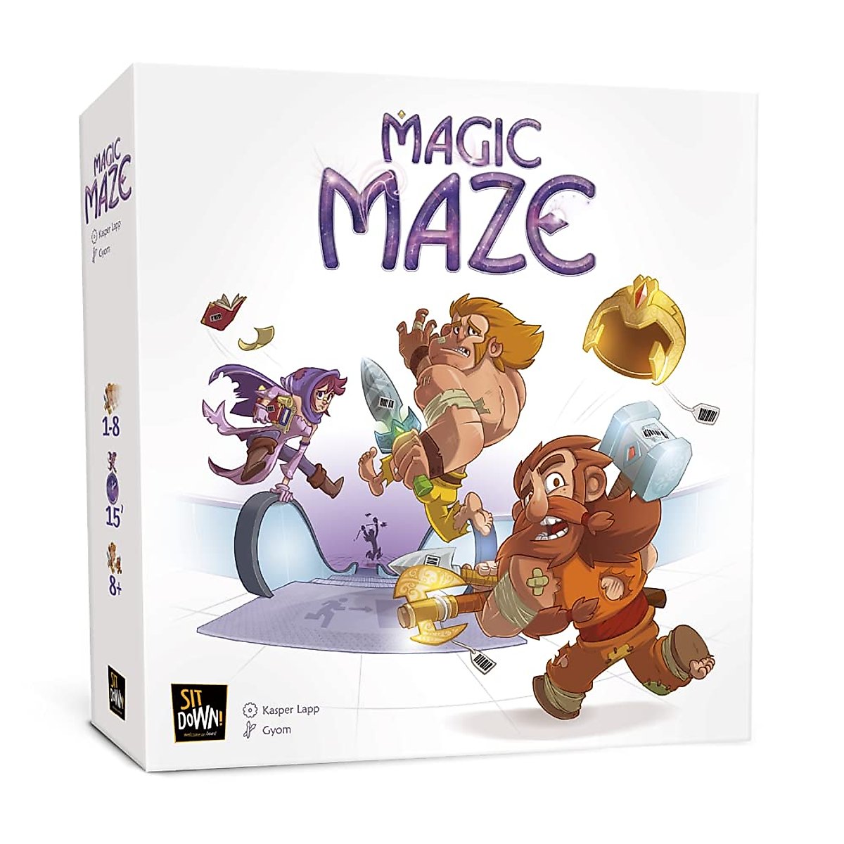 Sit Down! Magic Maze - Real-Time Gameplay, Move the 4 Characters Through the Mall Before the Timer Runs Out - Co-operative, Everyone Has a Different Power, 1-8 players, 15 mins, Ages 8+, Medium