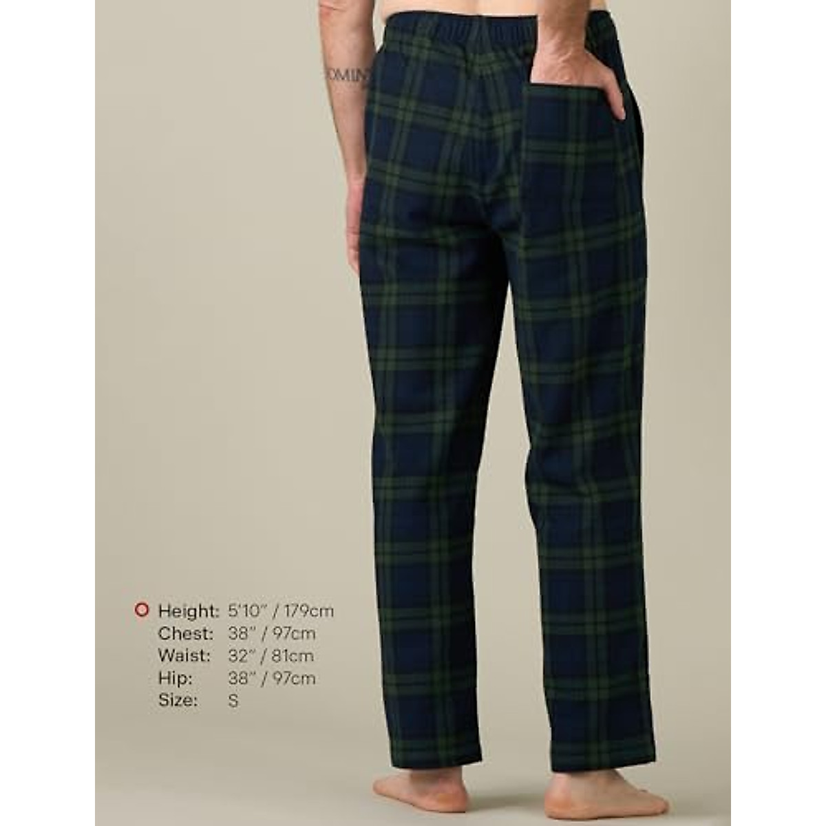 LAPASA Men's Pajama Pants 100% Cotton Flannel Plaid Lounge Soft Warm Sleepwear Pants PJ Bottoms Drawstring and Pockets M39 Medium (Flannel) Green+navy