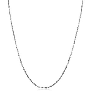 Kooljewelry 10k White Gold 1.4mm Singapore Chain Necklace (20 inch)